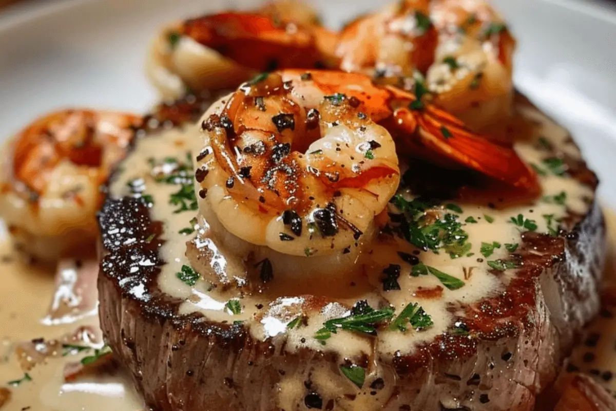 Filet Mignon with Shrimp and Lobster Cream Sauce - cookefast.com