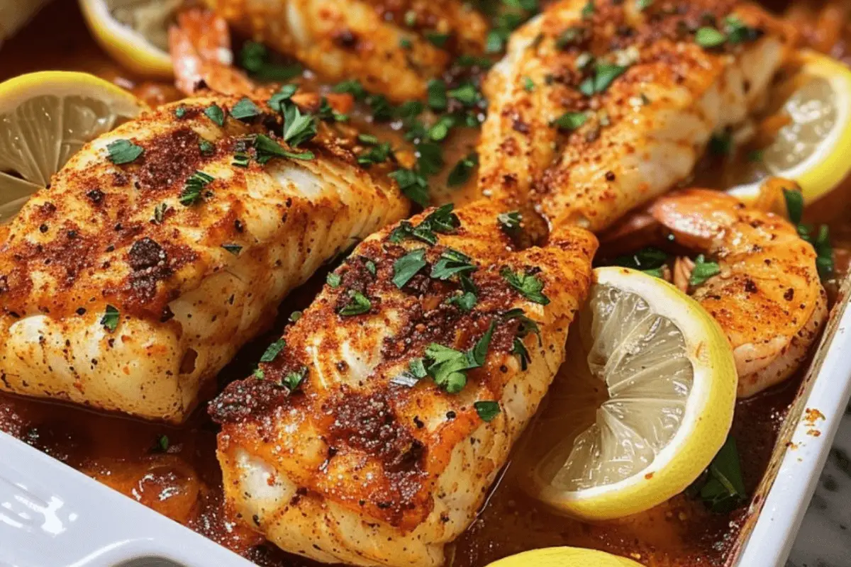 Spicy Baked Cajun Catfish and Shrimp with Zesty Lemon Butter ...