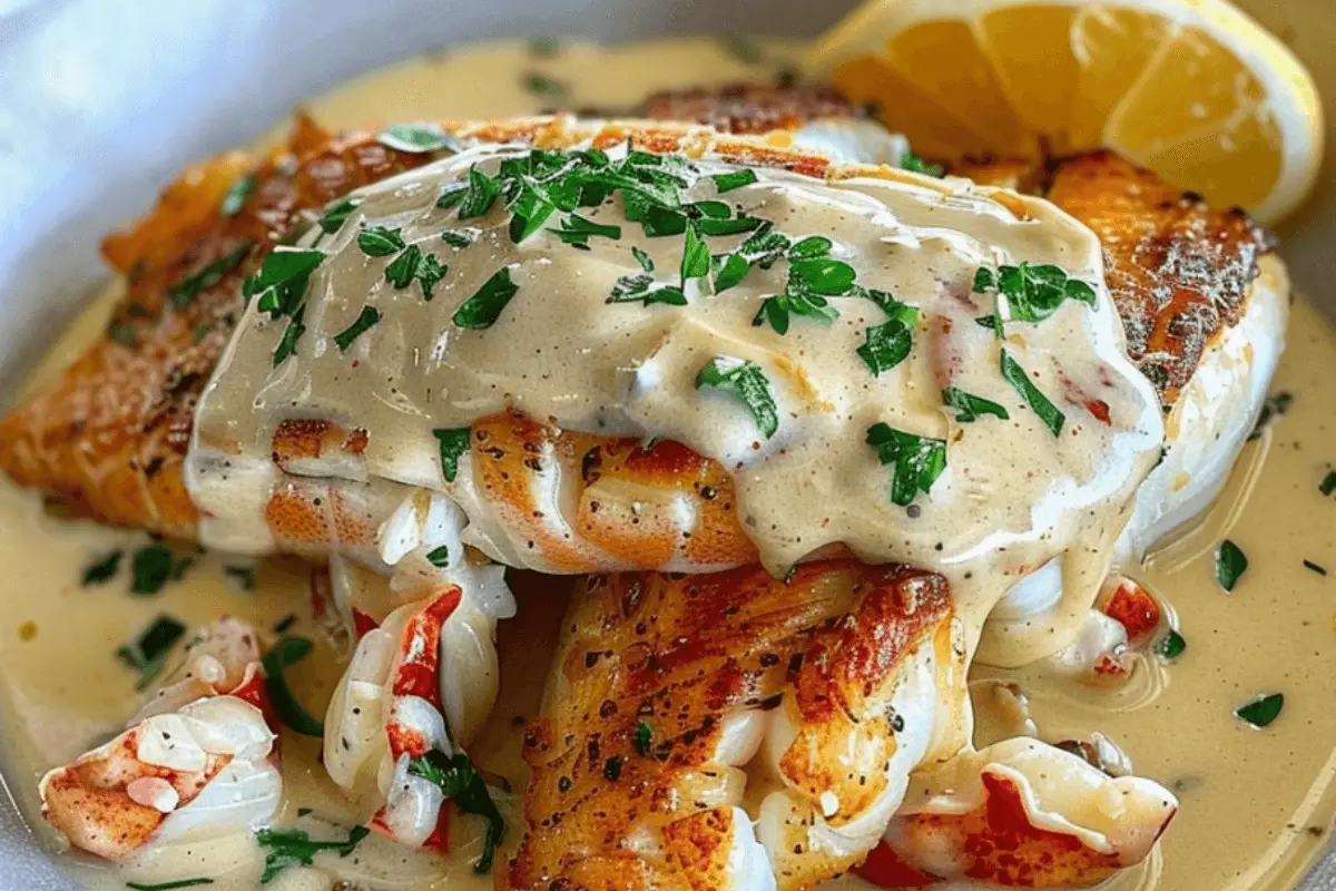 Seaside Snapper with Lobster Cream Sauce - cookefast.com