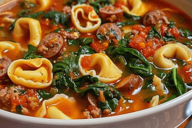 Hearty Italian Sausage and Spinach Tortellini Soup - cookefast.com