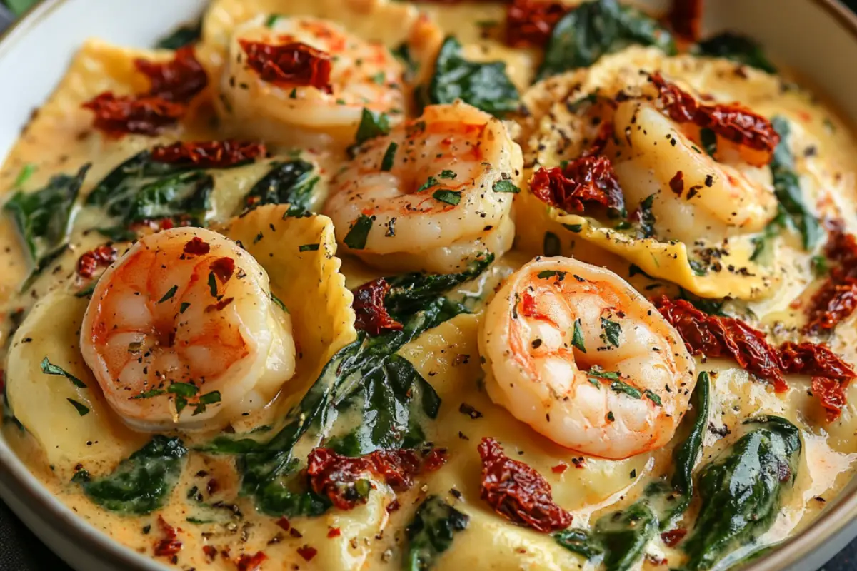 Luxurious Tuscan Shrimp Ravioli with Sun-Dried Tomatoes and Spinach ...
