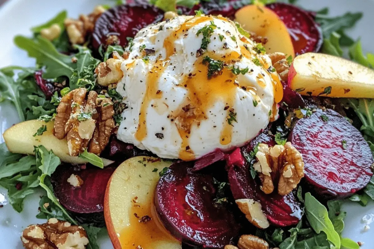 Thanksgiving Roasted Beet, Burrata, and Apple Salad Recipe