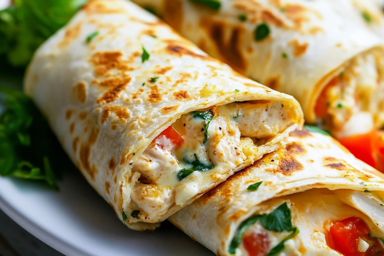 CHEESY GARLIC CHICKEN WRAPS Delicious Recipe - cookefast.com