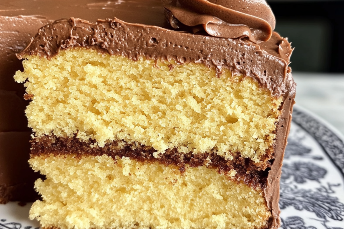 Fluffy Yellow Cake with Chocolate Frosting – Classic Homemade Cake Recipe