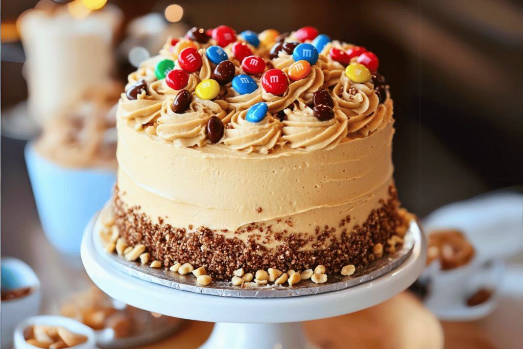 M&M’s Peanut Butter Cake with Peanut Butter Frosting
