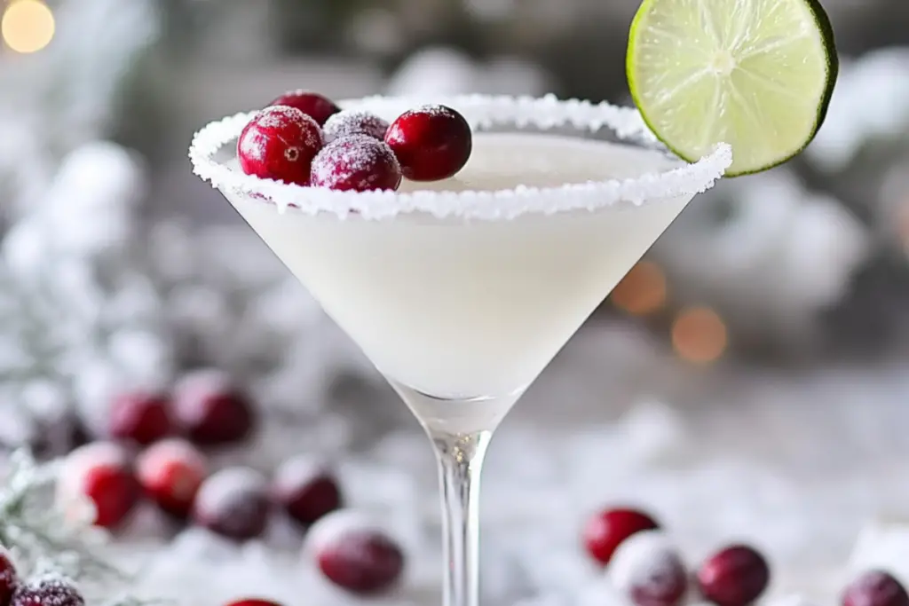 Snowy White Cosmo Recipe - A Festive Winter Cosmopolitan Cocktail