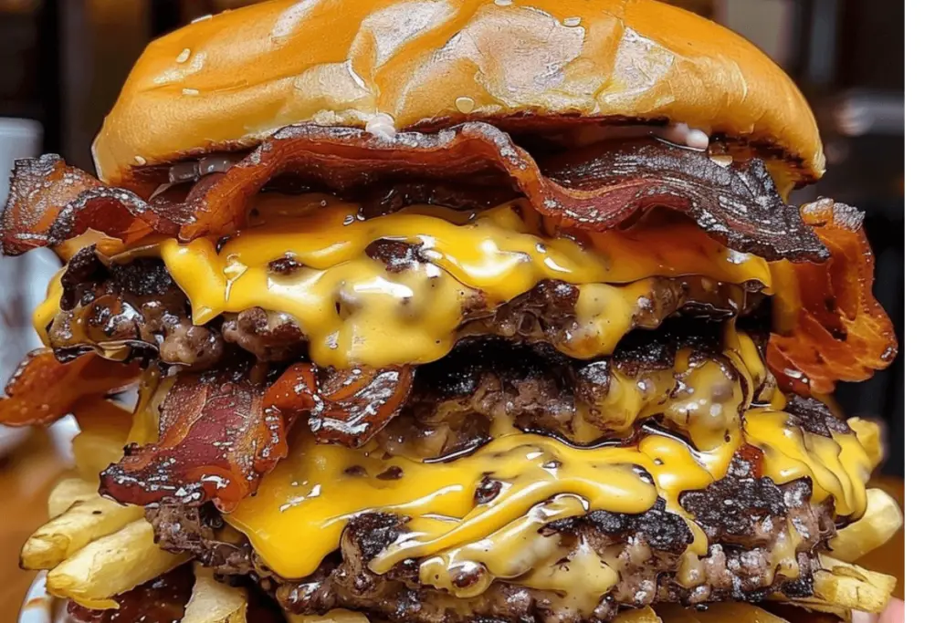 Loaded Cheeseburger with Fries and Double Patties - Ultimate Burger ...