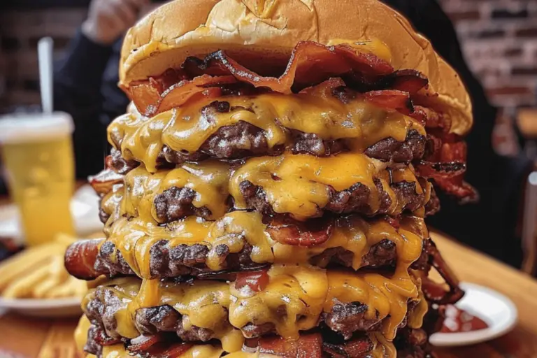 Towering Cheeseburger Stack Recipe: Juicy Patties, Melted Cheese & Brioche Buns - cookefast.com