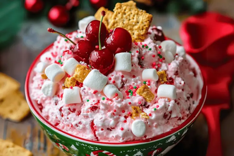 Christmas Cherry Cheesecake Fluff – No-Bake Holiday Dessert