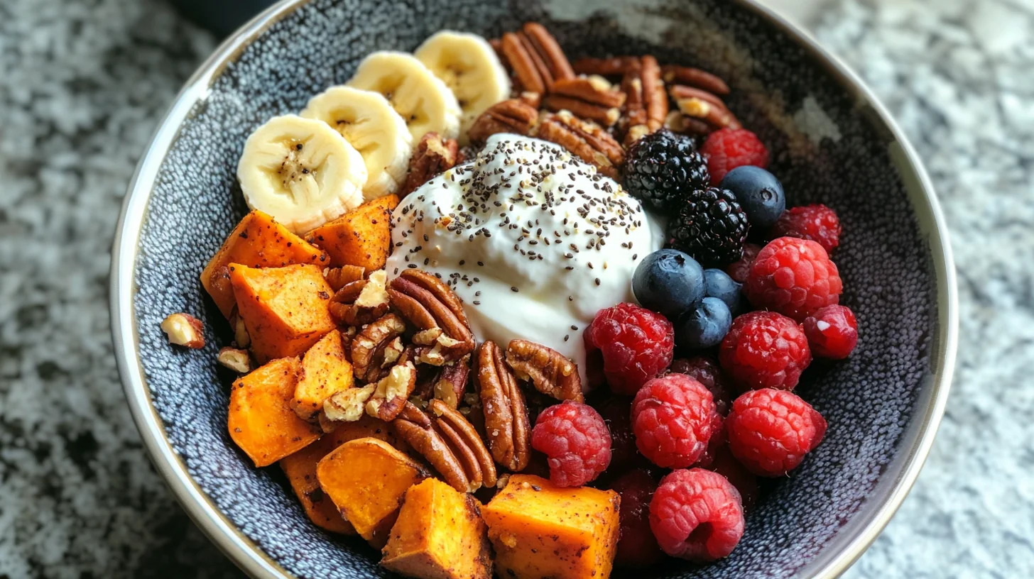 Sweet Potato Breakfast Bowl with Maple Pecan Topping delights ...
