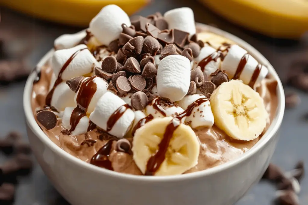 Creamy Chocolate Banana Fluff Recipe - No-Bake Dessert