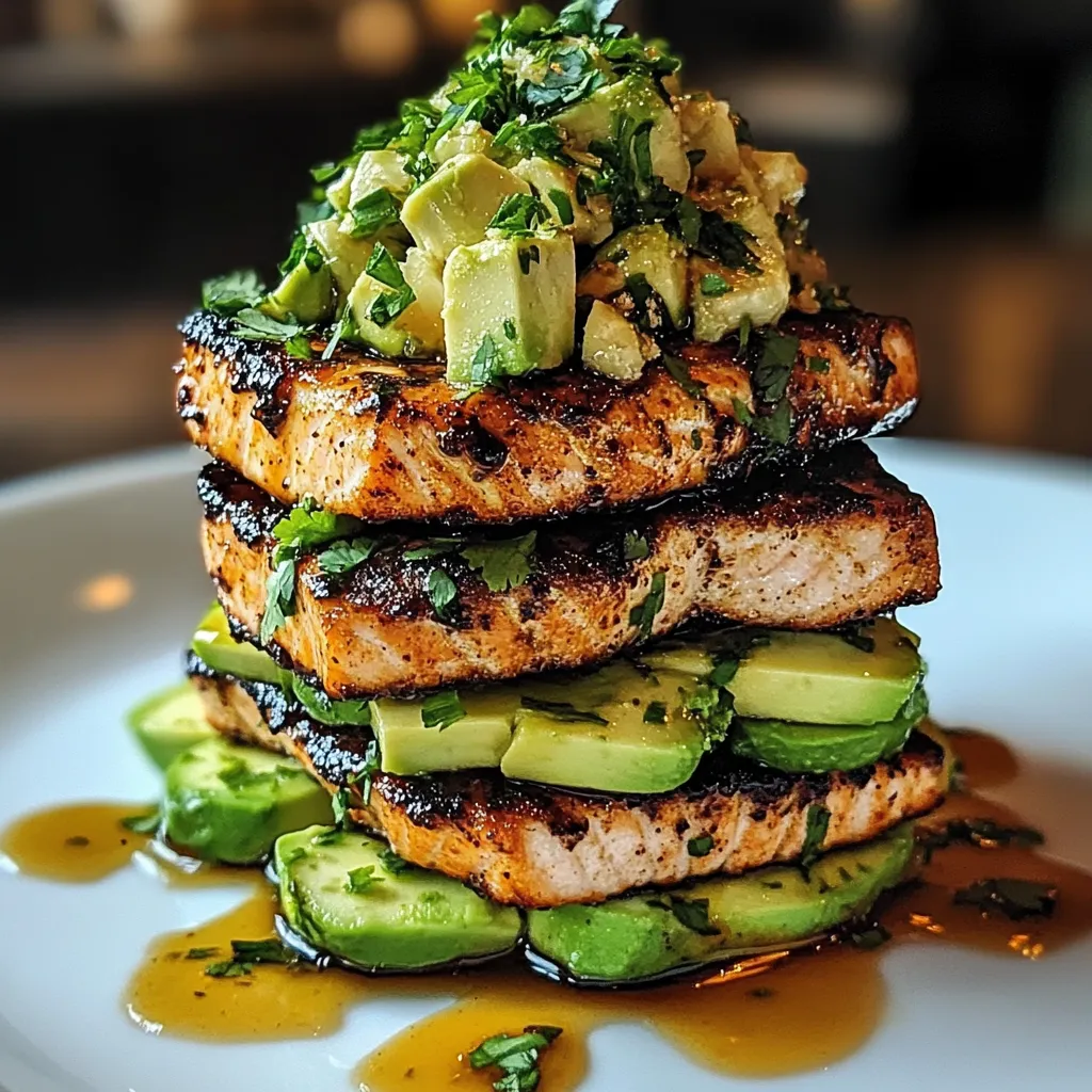 Honey Lime Salmon & Avocado Stack - cookefast.com