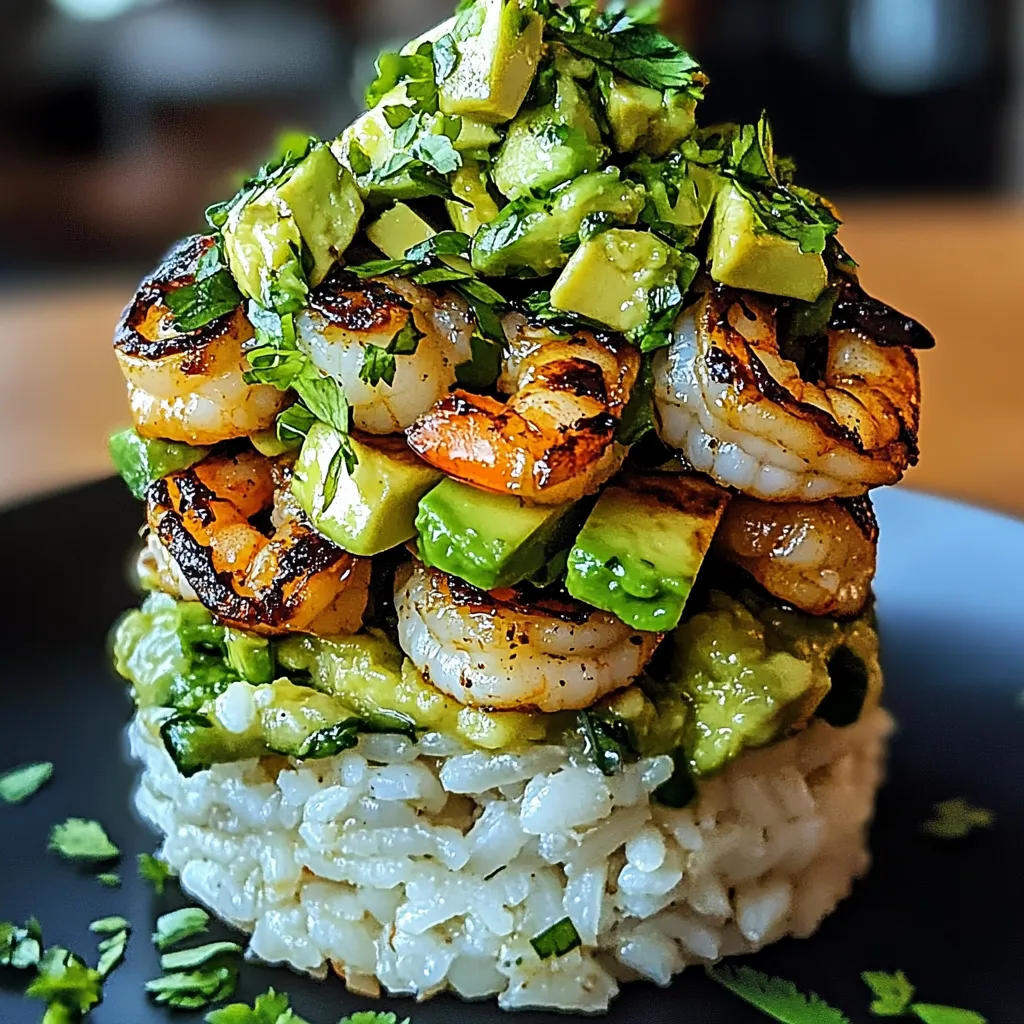 Honey Lime Shrimp & Avocado Rice Stack - cookefast.com