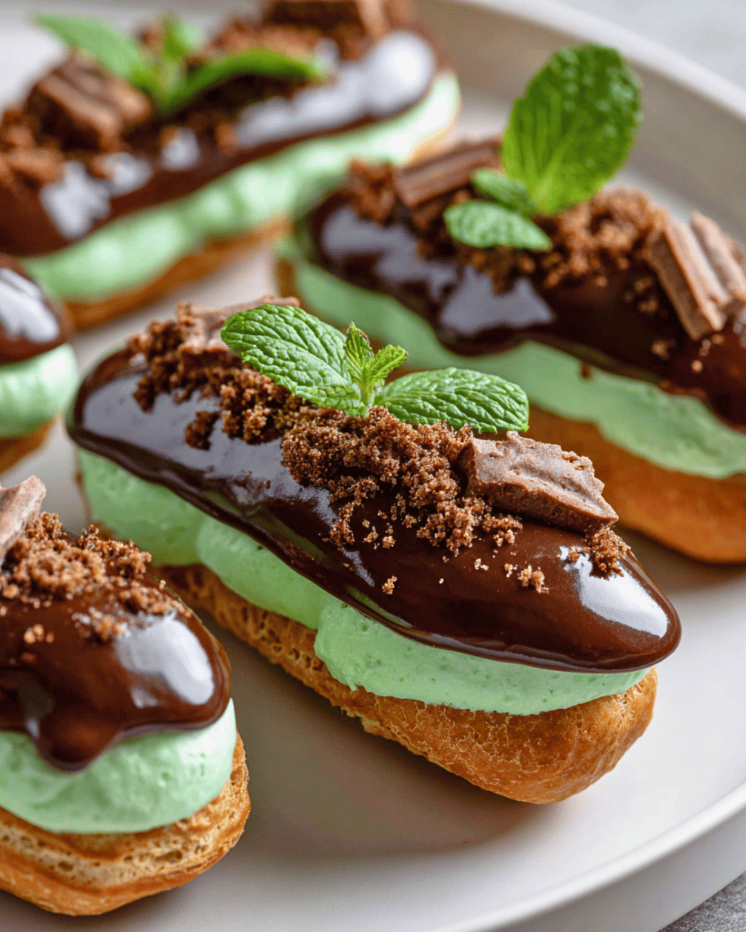 Mint Slice Chocolate Éclair – Choux Pastry