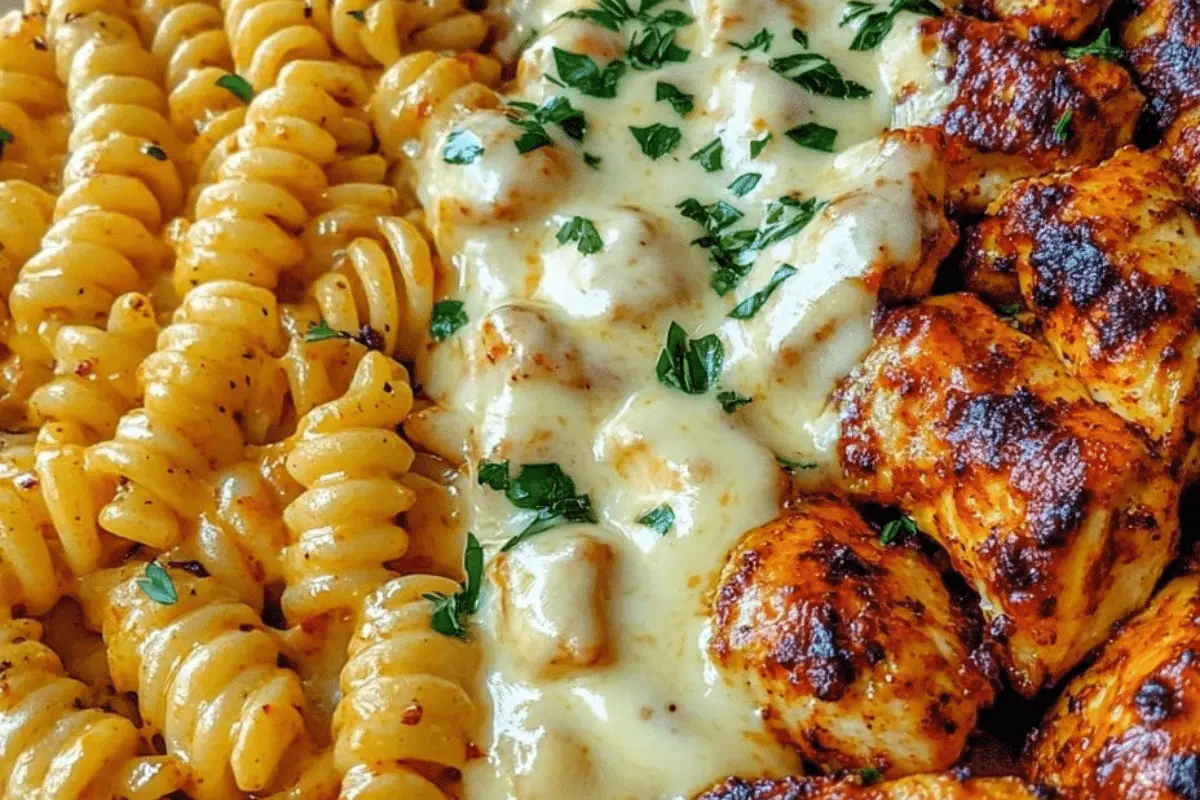 Garlic Butter Cajun Chicken with Cheesy Rotini Pasta Recipe